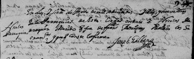 1719 Death Record of Nicolas Marroquin in Monterrey, Nuevo Leon